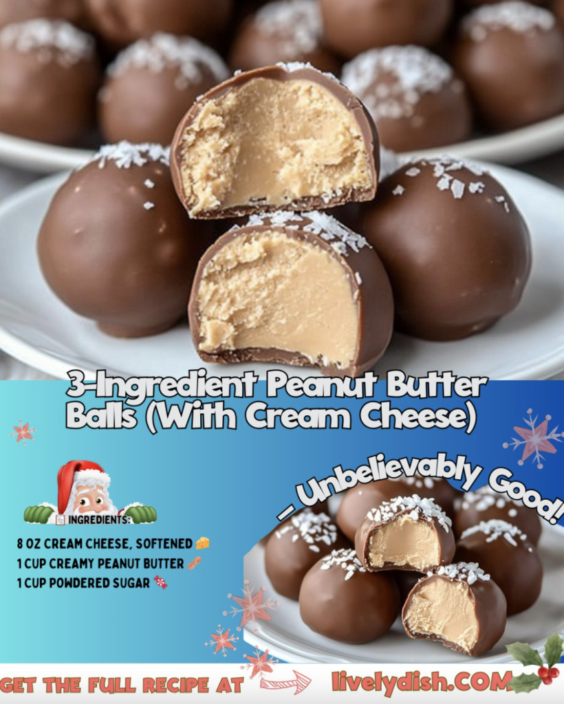 3-Ingredient Peanut Butter Balls with Cream Cheese easy recipe